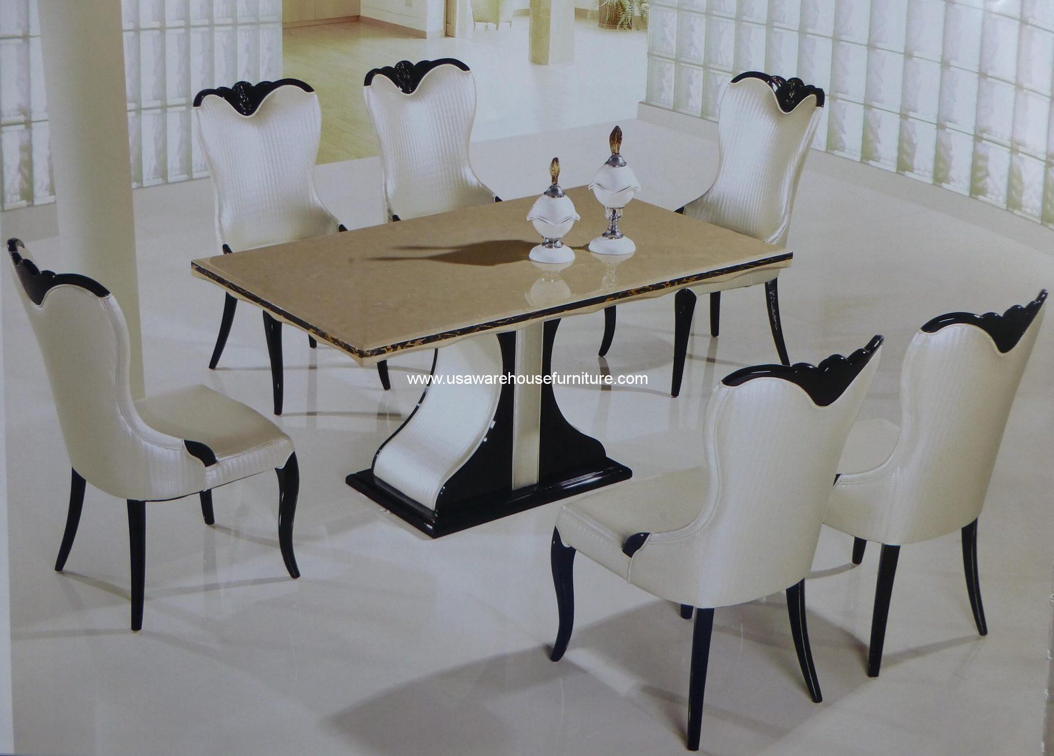Chopin Italian Marble 7 Piece Rectangular Dining Set - USA Warehouse ...