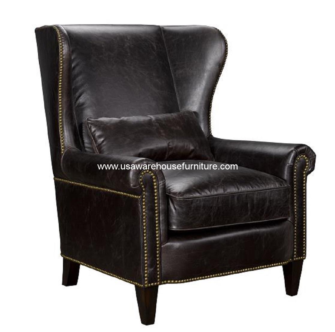 Black Leather Wing Chair