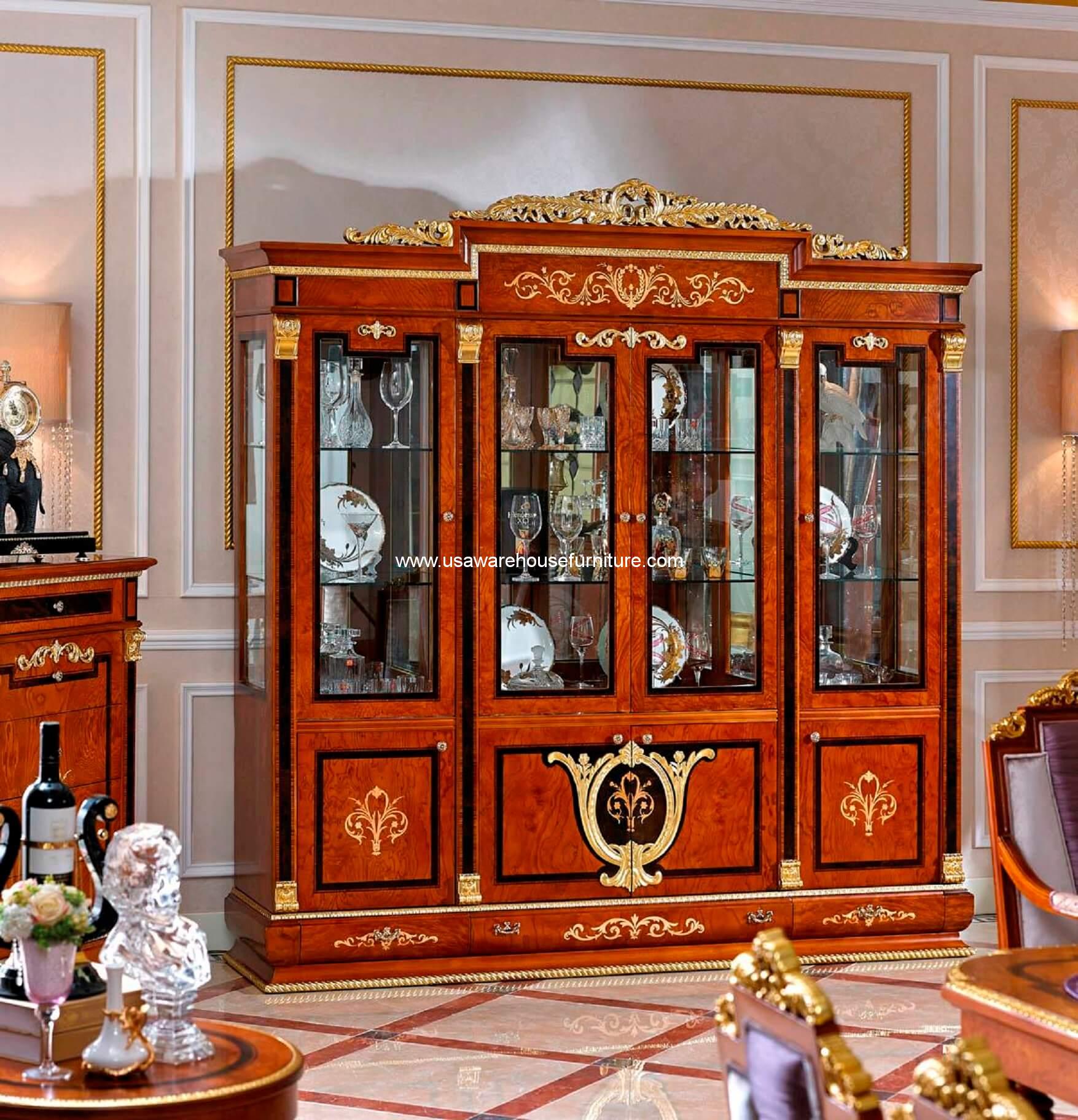 Empire European 4 Door Showcase Cabinet Luxury Series Collection Usa