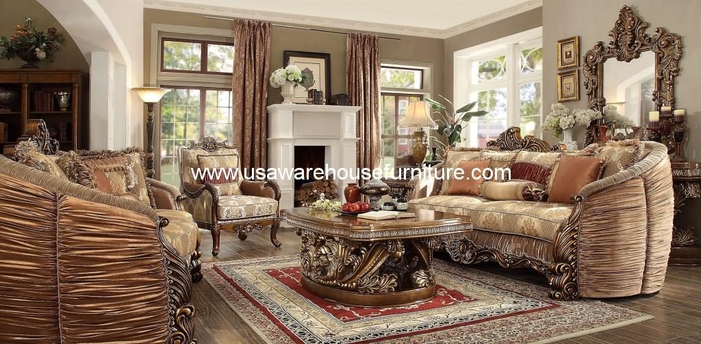 HD-1601 Old World Sofa Set Antique Bronze Finish - USA Warehouse Furniture