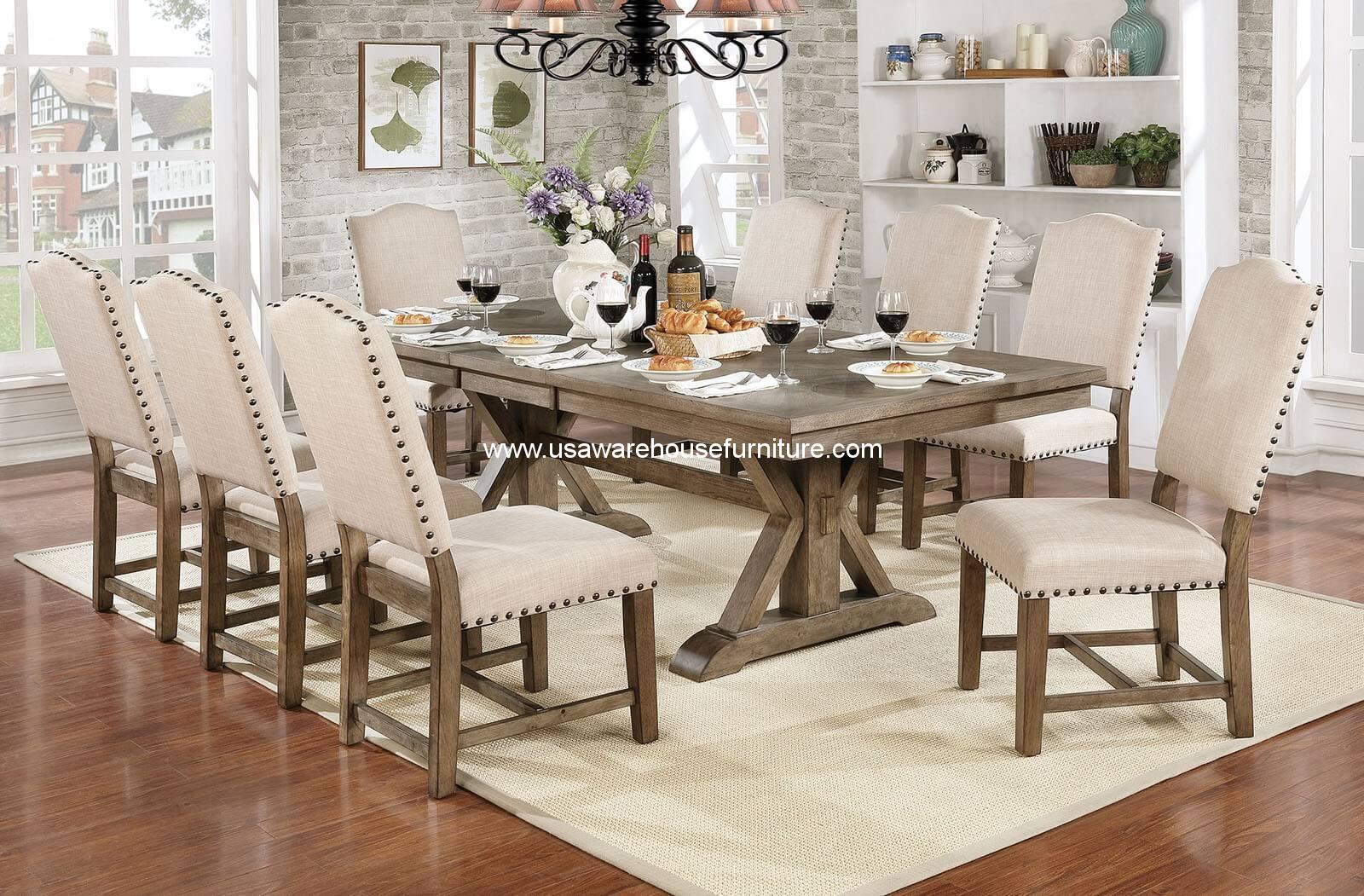 Julia Rectangular Dining Set Light Oak Finish - USA Warehouse Furniture