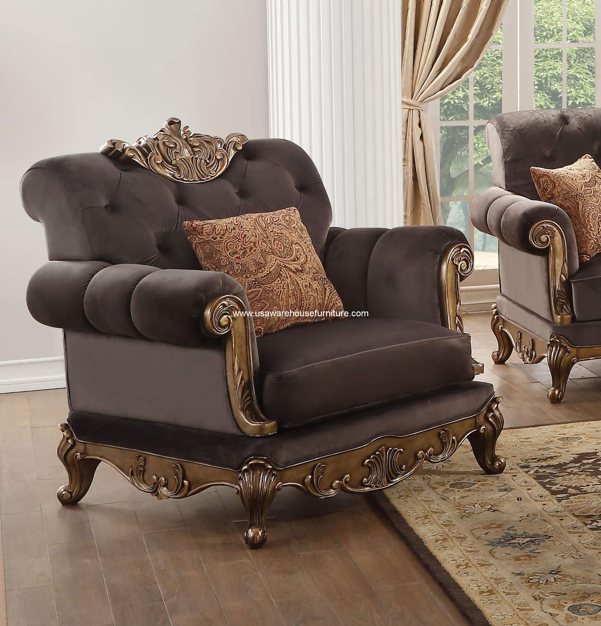 Orianne Antique Gold Chair - USA Warehouse Furniture