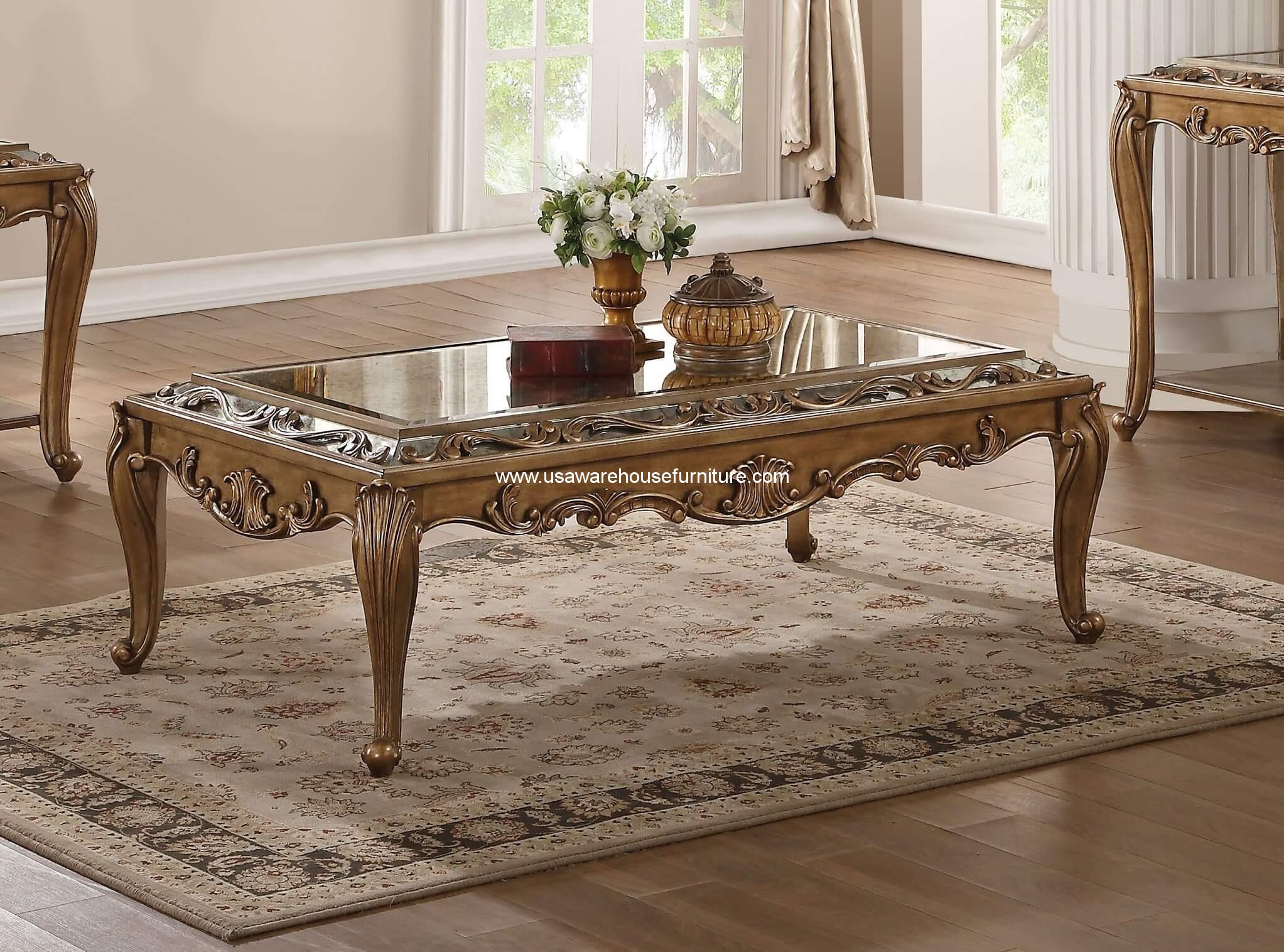 Orianne Antique Gold Coffee Table - USA Warehouse Furniture