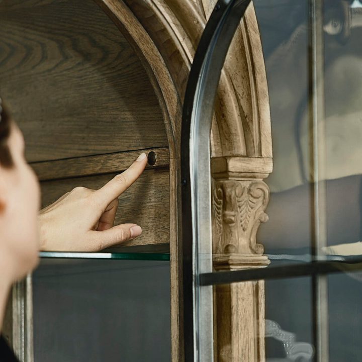 Arch Salvage Parchment Gwynn Curio Cabinet - USA Warehouse Furniture