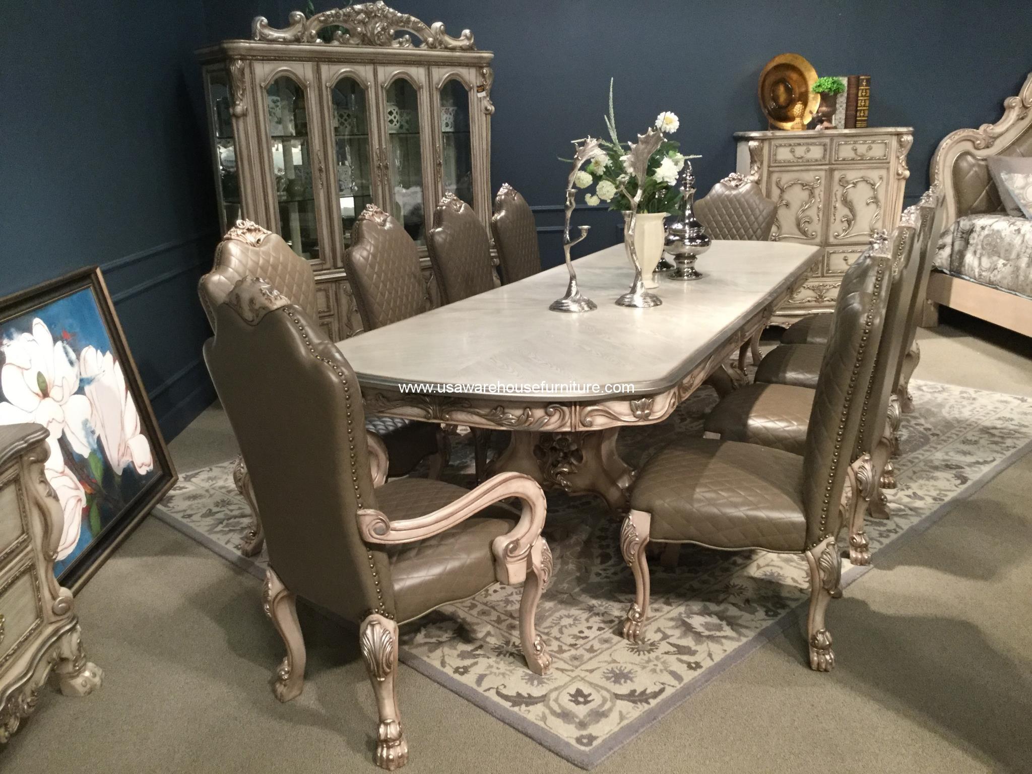 Acme Dresden Vintage Bone White Extendable Dining Set - USA Warehouse ...