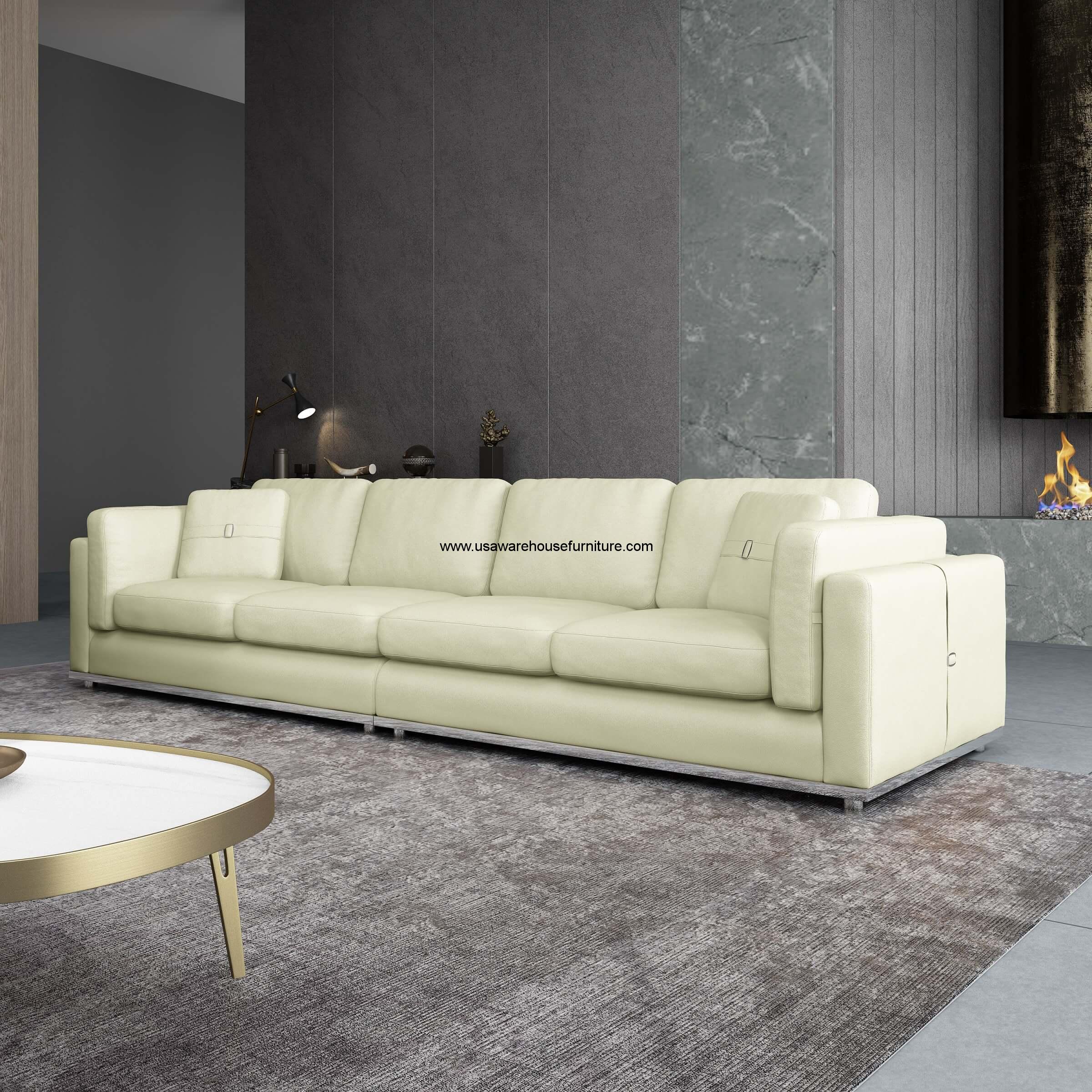Picasso Modern Sofa Cognac Italian Leather - USA Warehouse Furniture